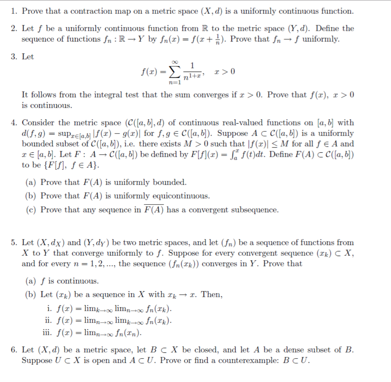 Solved Prove That A Contraction Map On A Metric Space X D
