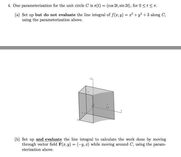 Solved 4. One parameterization for the unit circle C is | Chegg.com