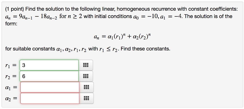 Solved (1 point) Find the solution to the following linear, | Chegg.com