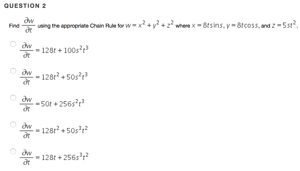 Solved Find partial differential w/partial differential t | Chegg.com