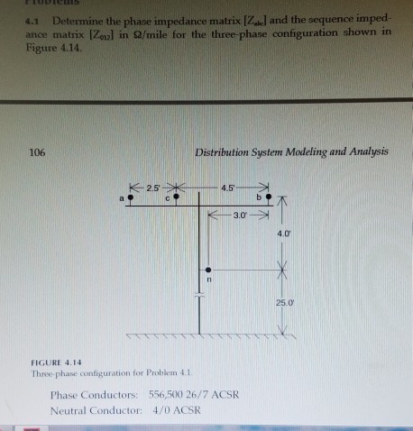 Solved Determine the phase impedance matrix [z_abc] and the | Chegg.com