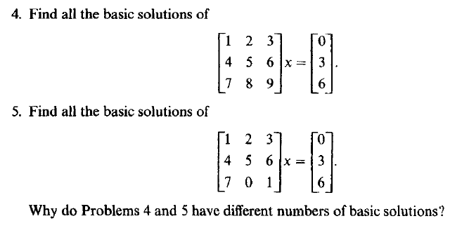 Solved 4. Find all the basic solutions of 1 2 3] 0 4 5 6x3 6 | Chegg.com