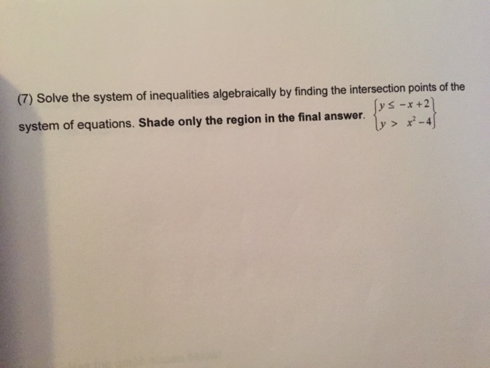 Solved Solve the system of inequalities algebraically by | Chegg.com