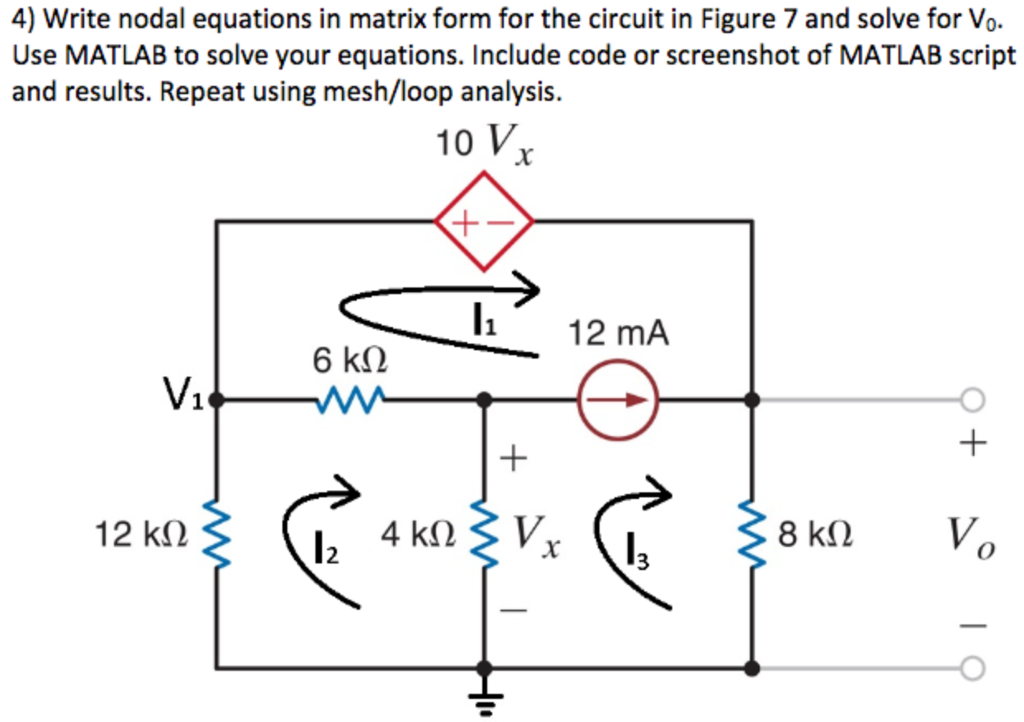 Solved 4) Write nodal equations in matrix form for the | Chegg.com