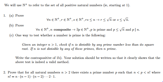 Solved We will use N+ to refer to the set of all positive | Chegg.com