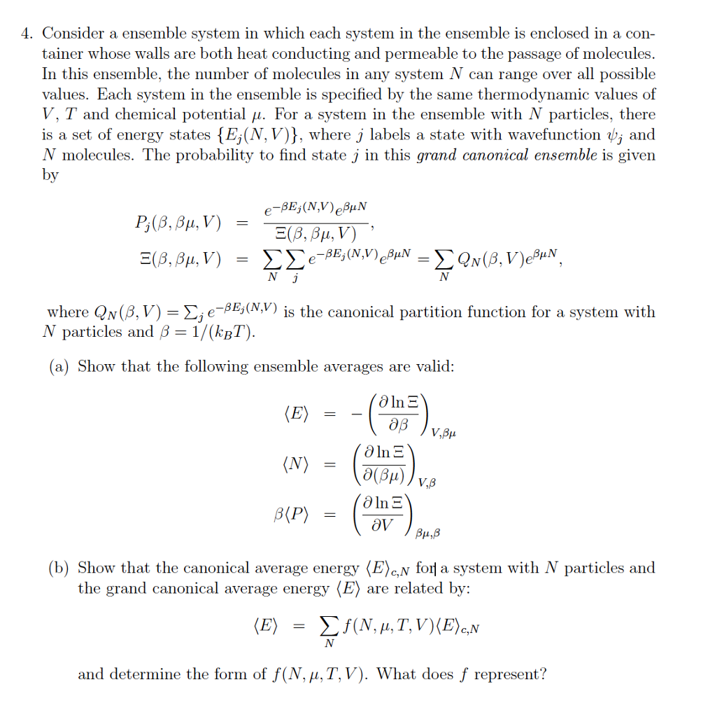 Solved 4. Consider a ensemble system in which each system in | Chegg.com