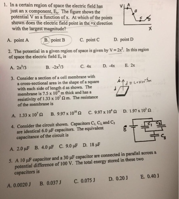 Solved 1 In A Certain Region Of Space The Electric Field
