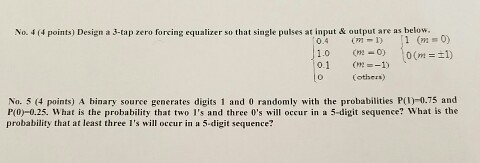 Solved No. 4 (4 points) Design a 3-tap zero forcing | Chegg.com