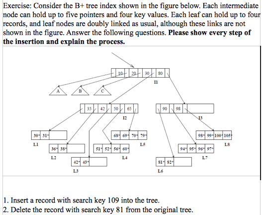 Solved Consider the B+ tree index shown in the figure below. | Chegg.com