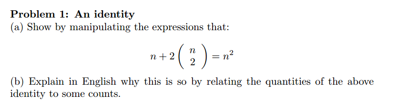Solved Problem 1: An identity (a) Show by manipulating the | Chegg.com