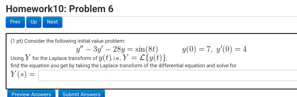 Solved Homework10: Problem 6 Prev Up Next (1 pt) Consider | Chegg.com