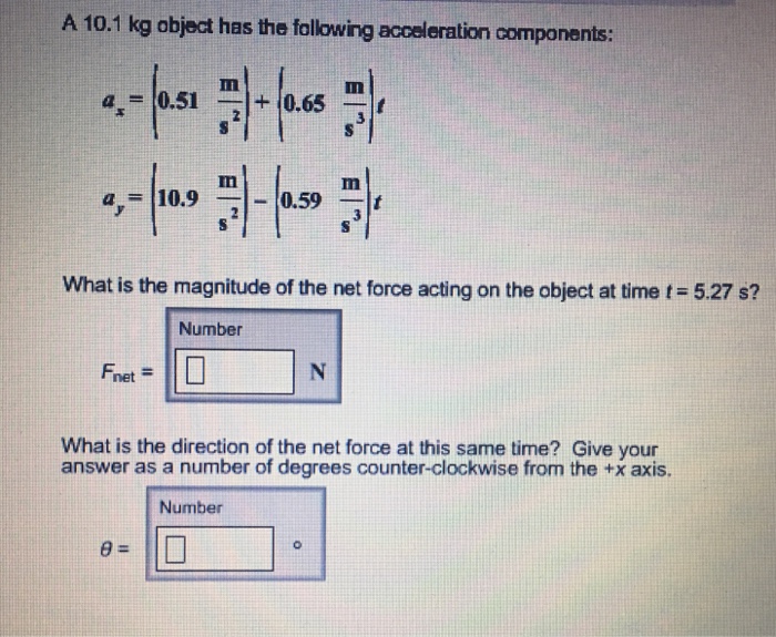Solved A 10.1 kg object has the following acceleration | Chegg.com