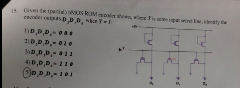 Solved s. Given the (partial) nMOS ROM encoder shown, where | Chegg.com