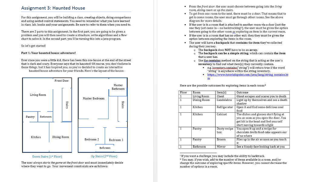 Assignment 3: Haunted House .From the front door, the | Chegg.com