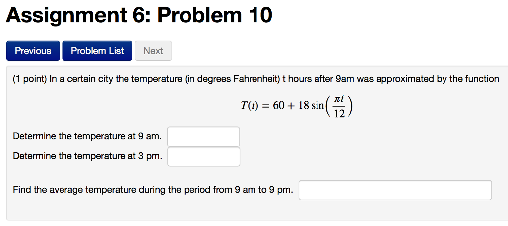 Solved Assignment 6: Problem 10 Previous Problem List Next | Chegg.com