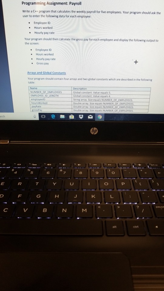Solved Programming Assignment: Payroll Write a C++ program | Chegg.com