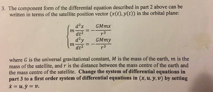 Solved The component form of the differential equation | Chegg.com