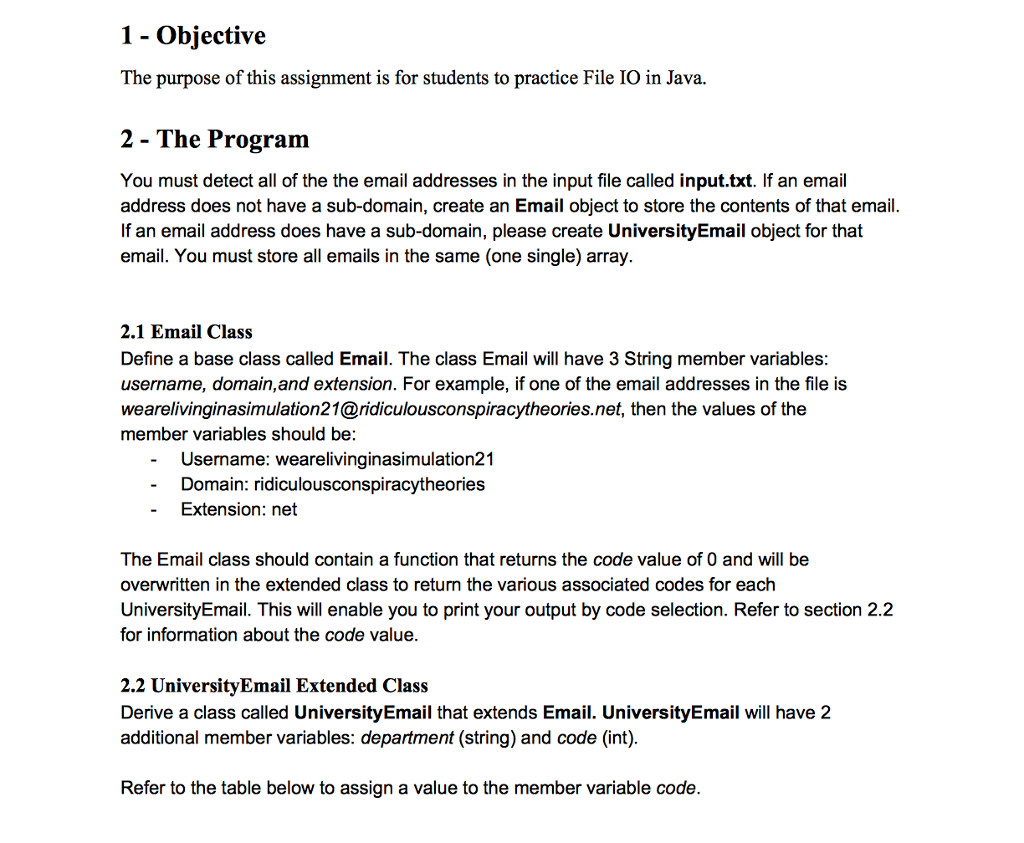 1 - Objective The purpose of this assignment is for | Chegg.com