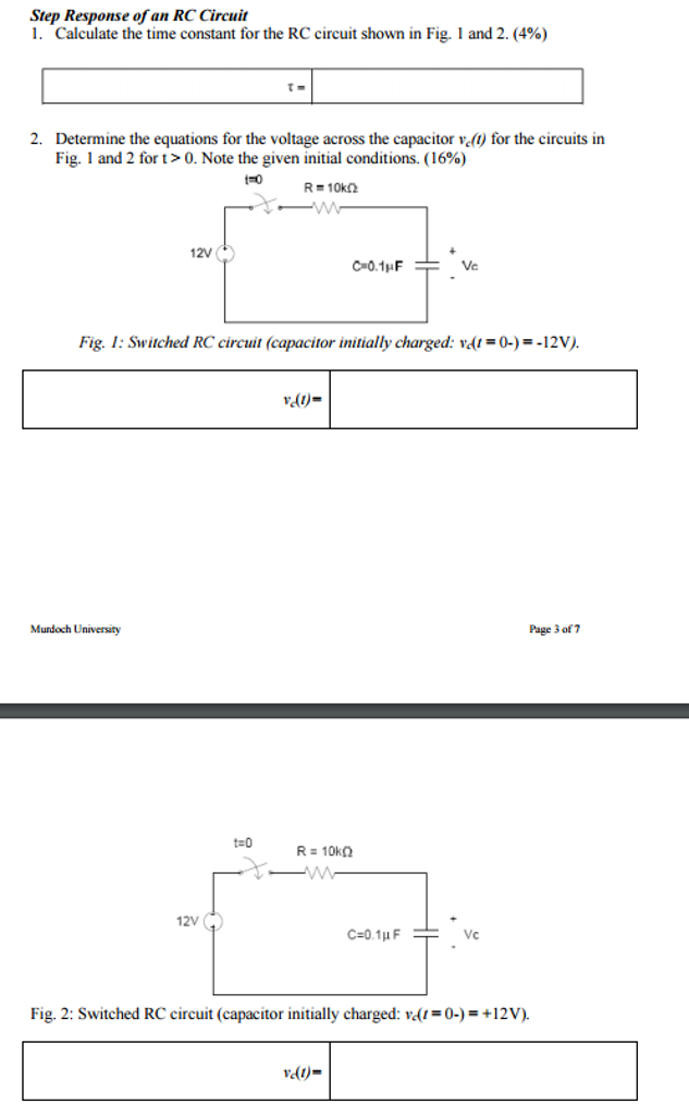 Solved Calculate the time constant for the RC circuit shown | Chegg.com
