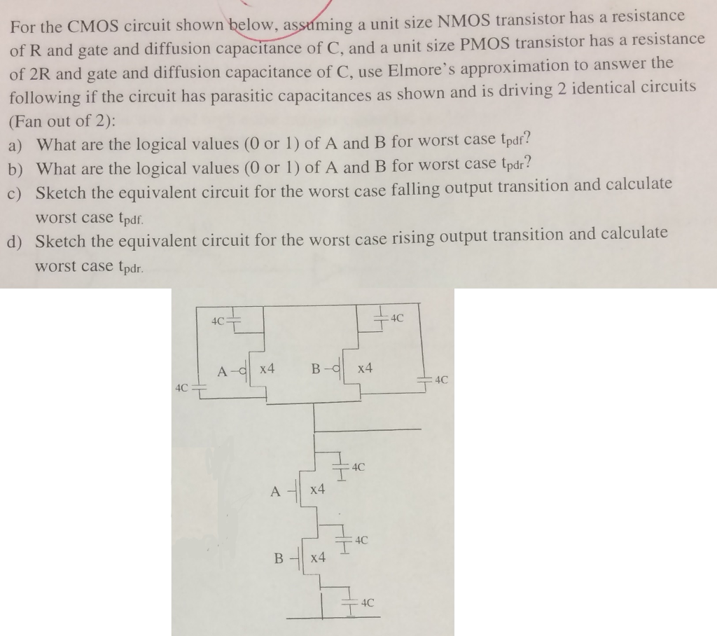 MOS transistor has a resistance For the CMOS circuit | Chegg.com