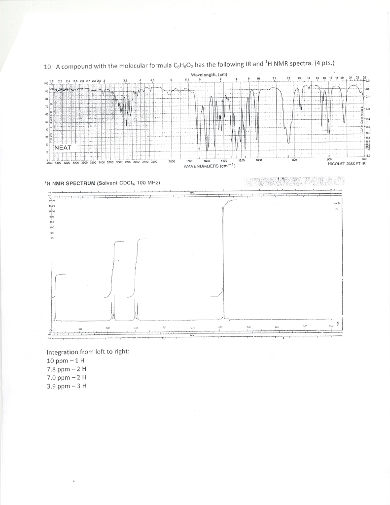 Solved A compound with the molecular formula C_8H_8O_2 has | Chegg.com