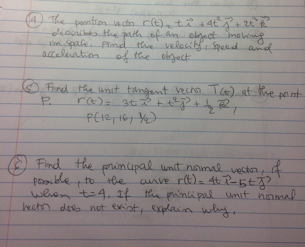 Solved The Position Vector R T 2 T I 4t 2 J 2t 3 K