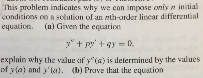Solved Impose only n initial conditions on a solution of an | Chegg.com