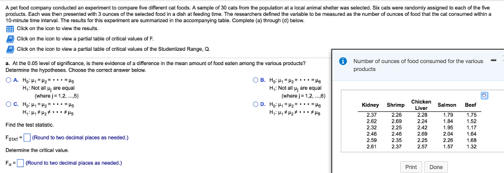 Solved A pet food company conducted an experiment to compare | Chegg.com