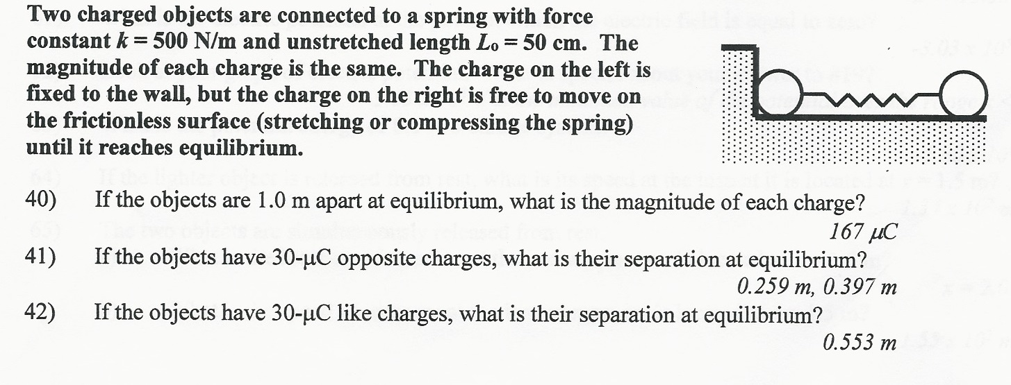 Solved Two Charged Objects Are Connected To A Spring With
