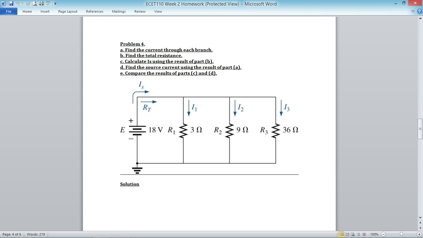 Solved Problem 4. a. Find the current through each branch. | Chegg.com