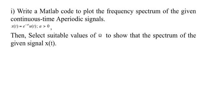 Solved I Write A Matlab Code To Plot The Frequency Spectrum 9102