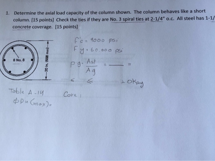 Solved Determine The Axial Load Capacity Of The Column