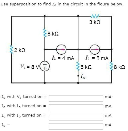 Solved Use superposition to find I0 in the circuit in the | Chegg.com
