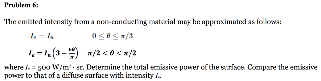 Solved Problem 6: The emitted intensity from a | Chegg.com
