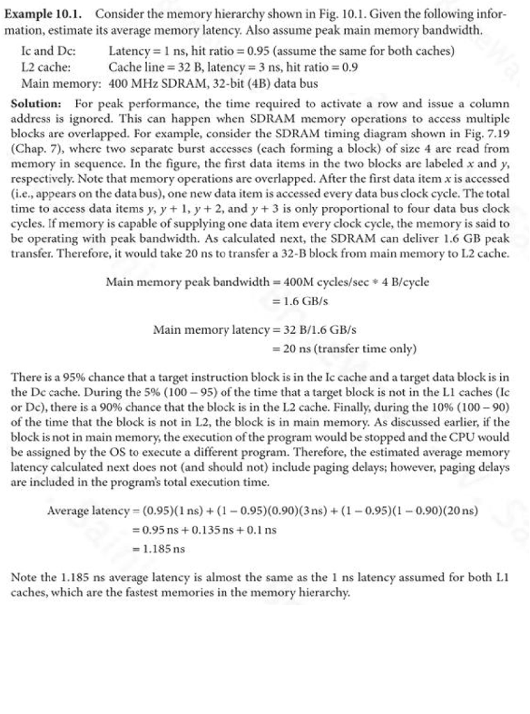 Example 10.1 Consider the memory hierarchy shown in | Chegg.com