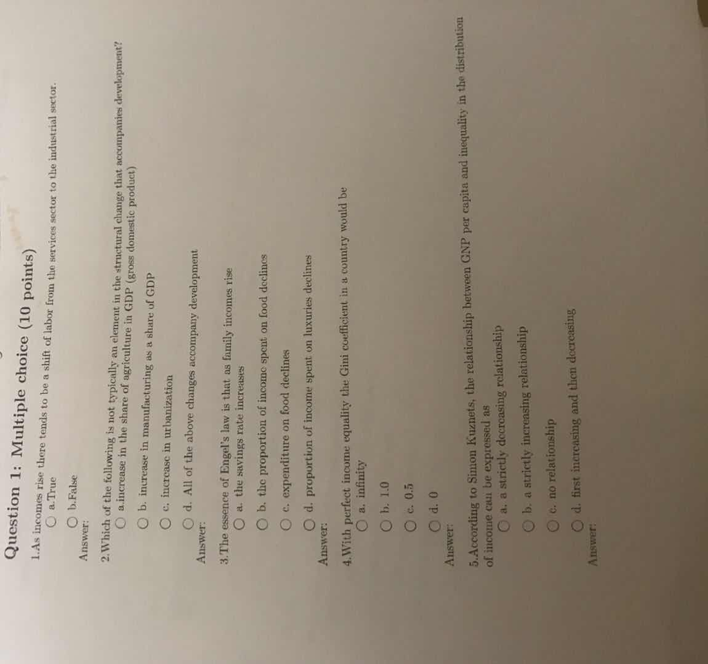 Solved Question 1: Multiple choice (10 points) 1.As incomes | Chegg.com