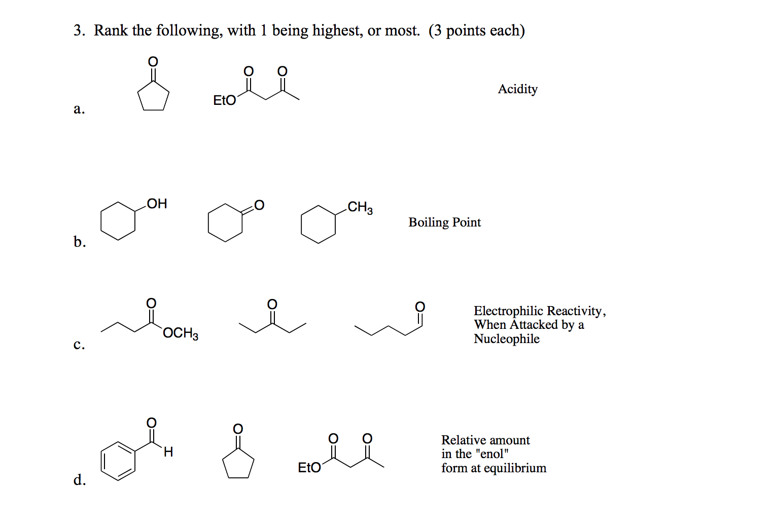Solved 3. Rank the following, with 1 being highest, or most. | Chegg.com