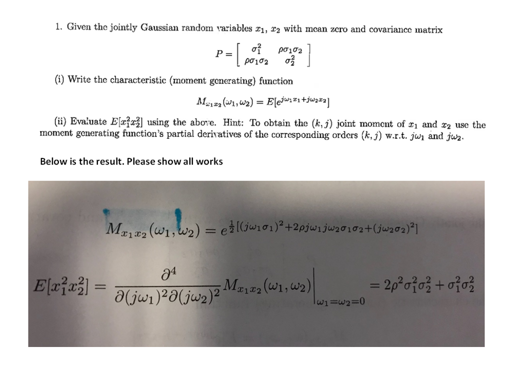 1. Given the jointly Gaussian random variables 31, 22 | Chegg.com