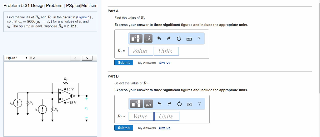 Solved Problem 5.31 Design Problem | PSpicelMultisim Part A | Chegg.com