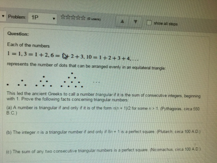 Solved Each of the numbers 1 = 1,3 = 1+2.6= +2 + 3, 10 = 1 + | Chegg.com