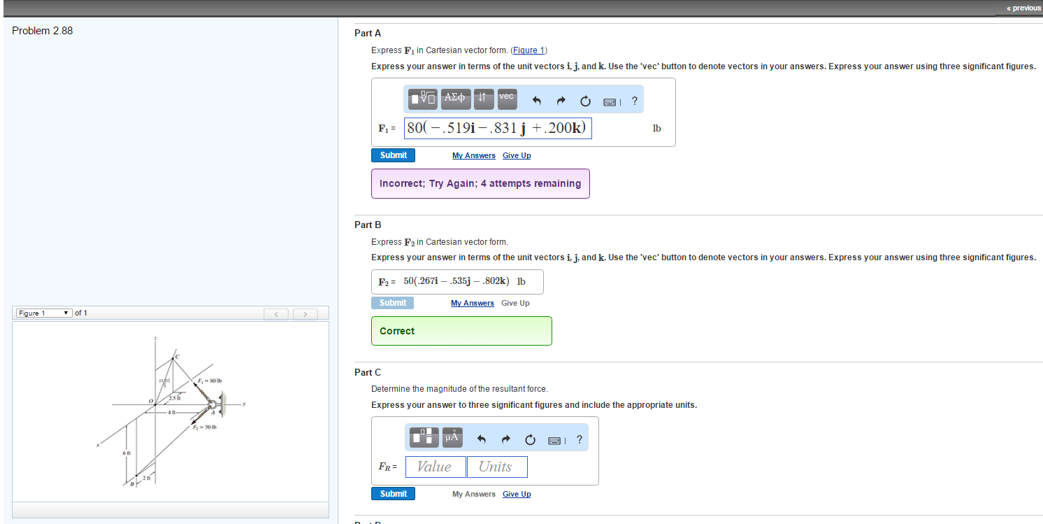 Solved Express F_1 in Cartesian vector form. (Figure 1) | Chegg.com