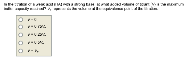 Solved In the titration of a weak acid (HA) with a strong | Chegg.com