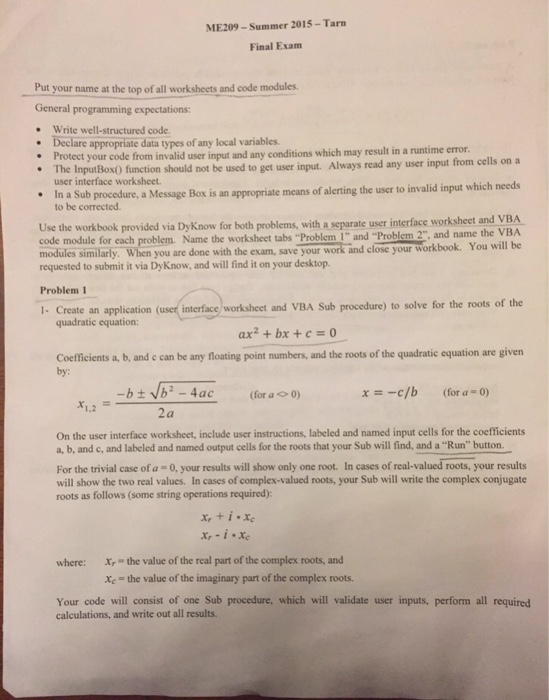 Solved Create an application (user interface worksheet and | Chegg.com