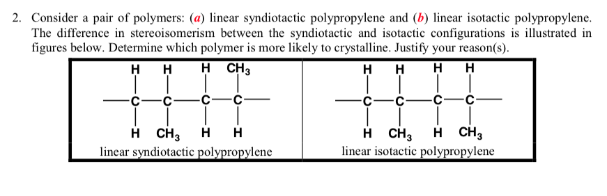Solved 2. Consider a pair of polymers: (a) linear | Chegg.com