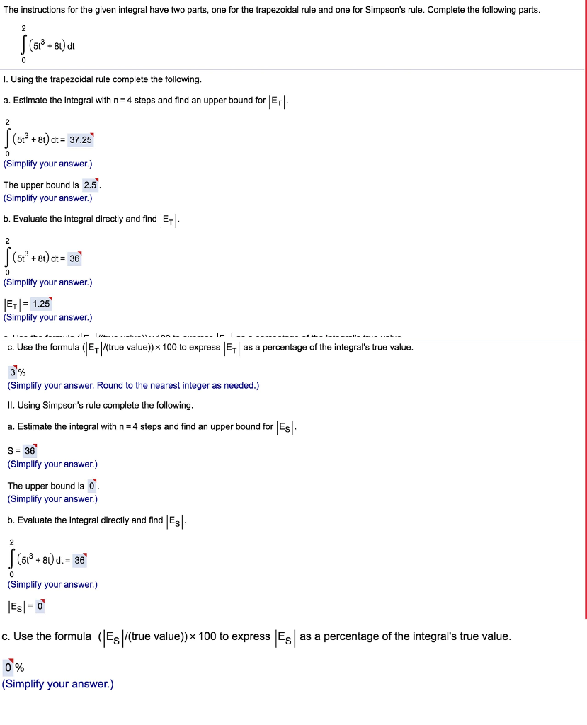 Solved The instructions for the given integral have two | Chegg.com