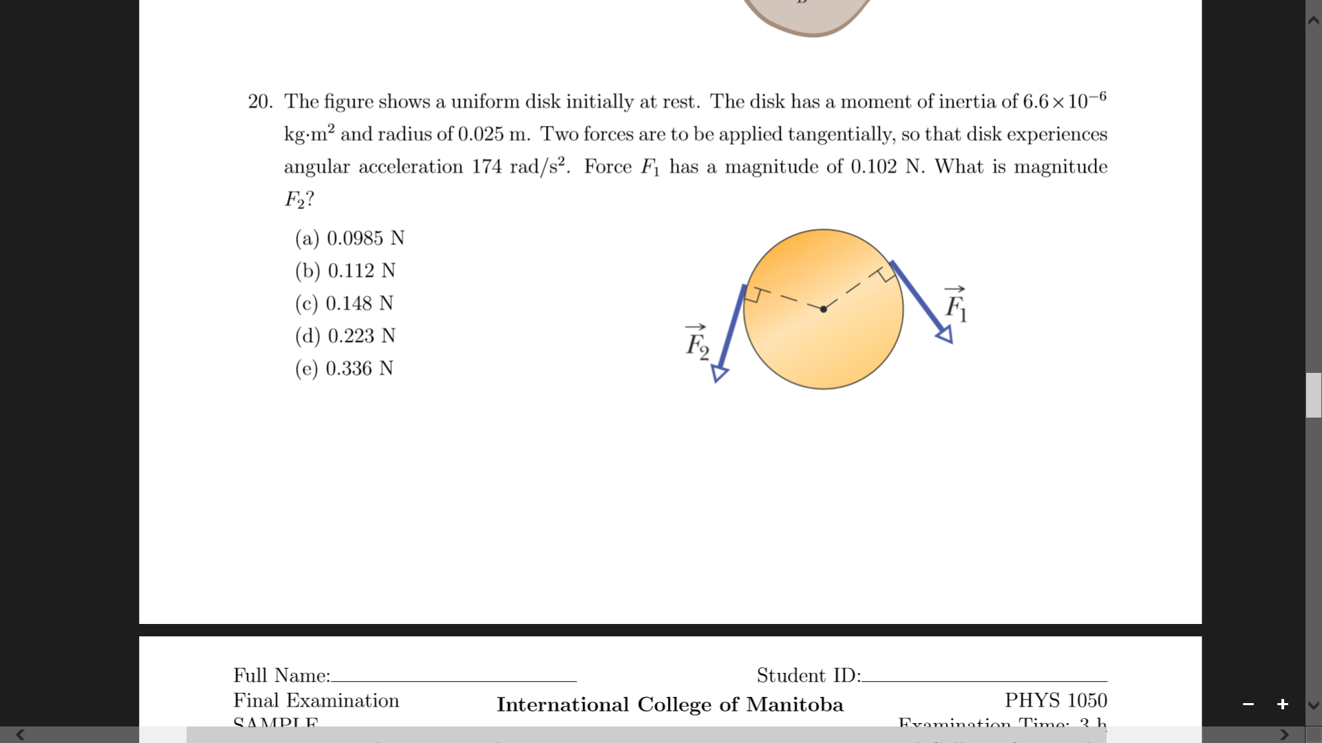Solved The ?gure shows a uniform disk initially at rest. The | Chegg.com
