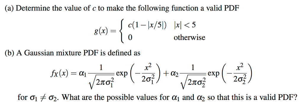 Solved Determine the value of c to make the following | Chegg.com