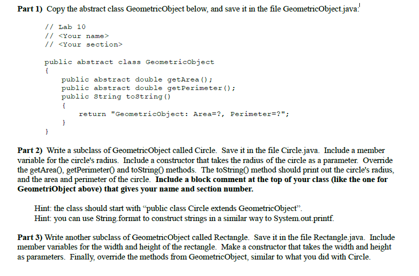Solved CS 1113 LAB #10: Inheritance and the classpath Dr | Chegg.com