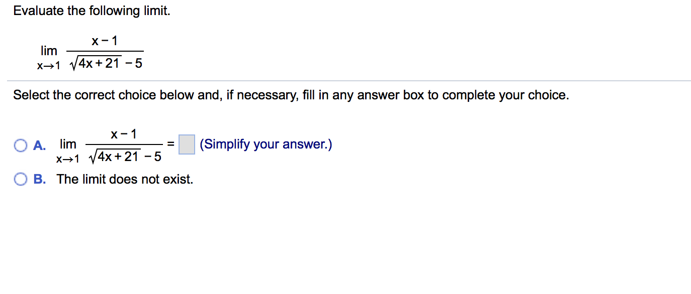 Solved Evaluate the following limit. lim_x rightarrow 1 x - | Chegg.com