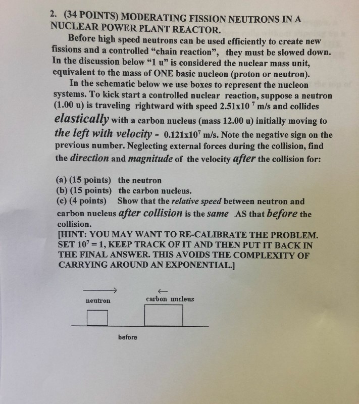 Solved 2. (34 POINTS) MODERATING FISSION NEUTRONS INA | Chegg.com